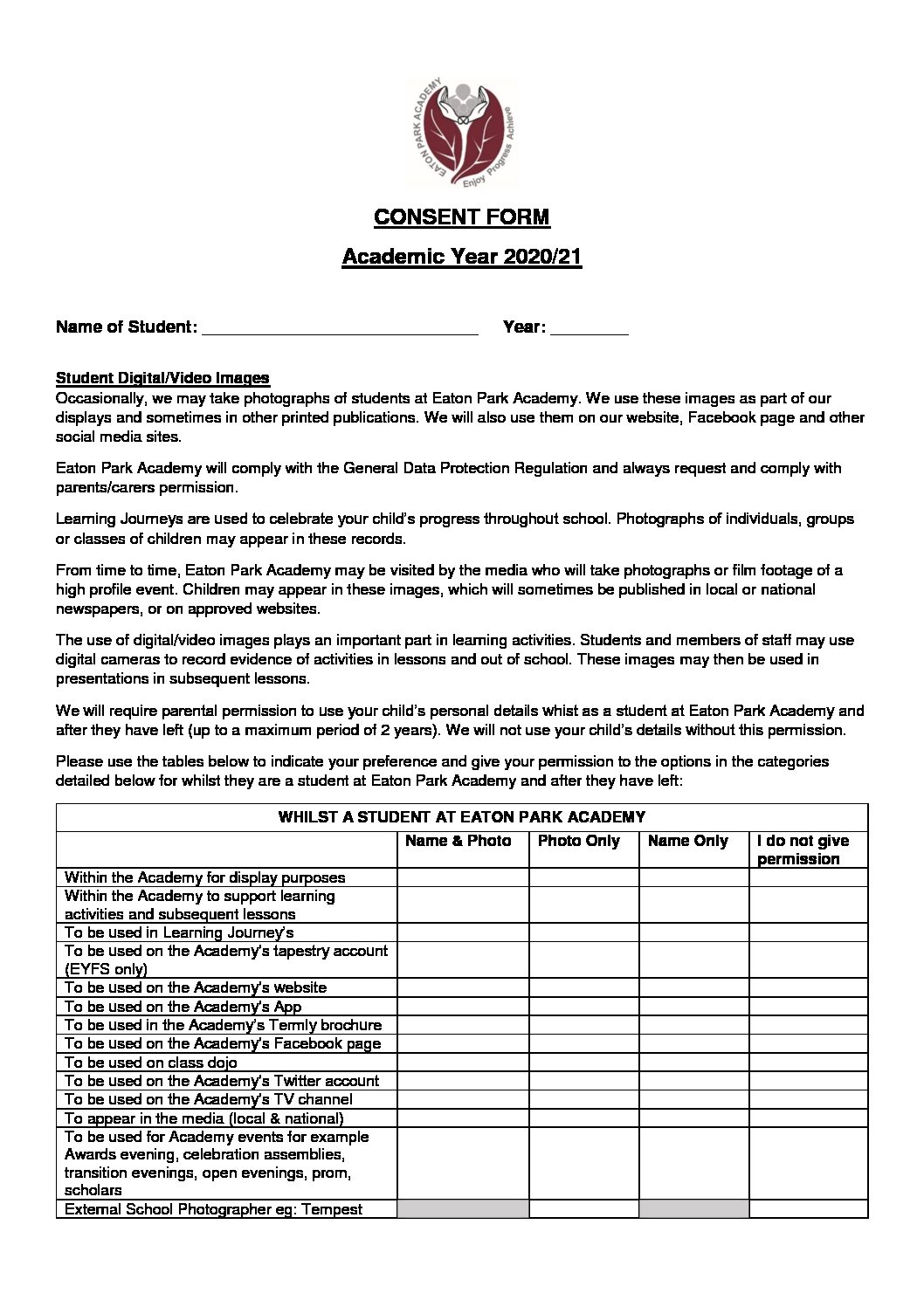 GDPR-consent-form-2020-2021 – Eaton Park Academy | Stoke on Trent ...